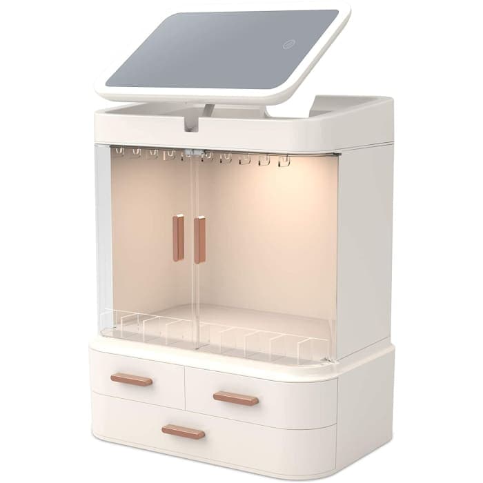 Makeup Mirror - Led Makeup Organizer With Led Mirror And Jewelry Storage